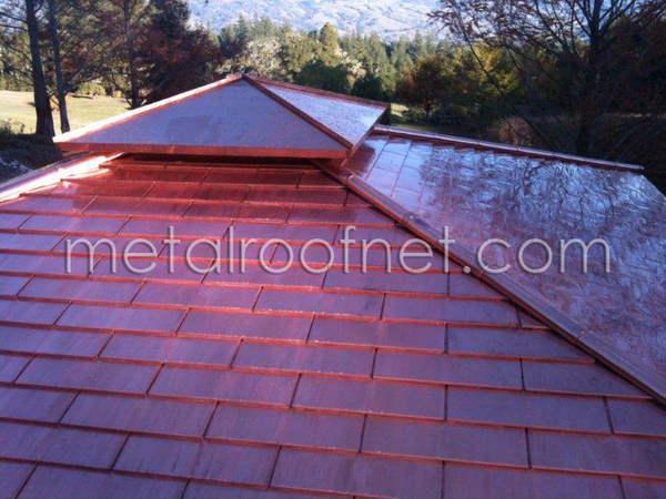 Copper Shingles On a Tea House in California Wine Country